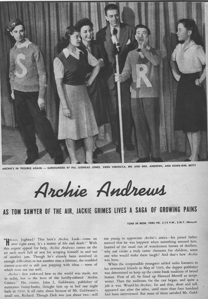 Archie Andrews Makes His Radio Debut On May 31, 1943 – Once upon a screen…